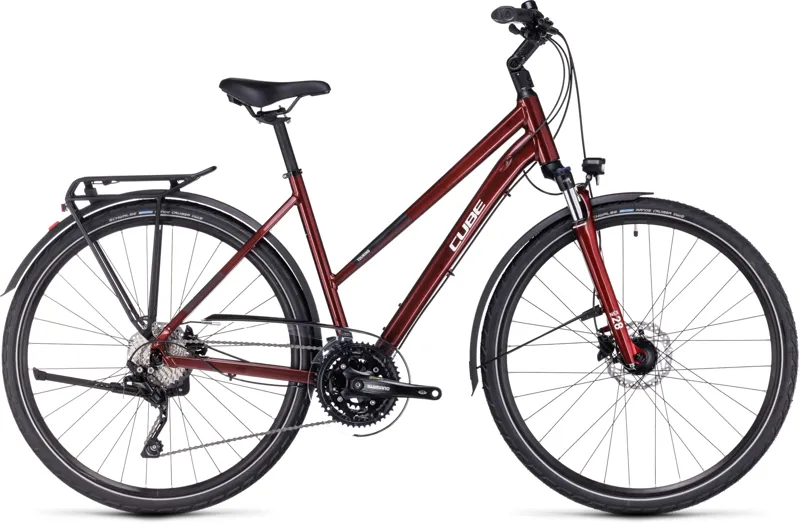 2023 Cube Touring EXC Hybrid Bike in Red and White